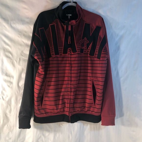 NBA | Jackets & Coats | Miami Heat Nba Unk Red Black Stripped Medium ...
